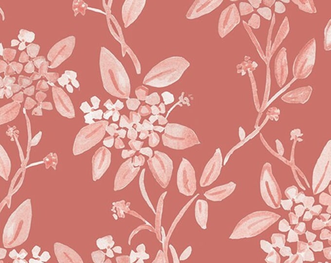 Hydrangeas on Faded Red Fabric, Red Portsmouth Main C12910-RED by Amy ...