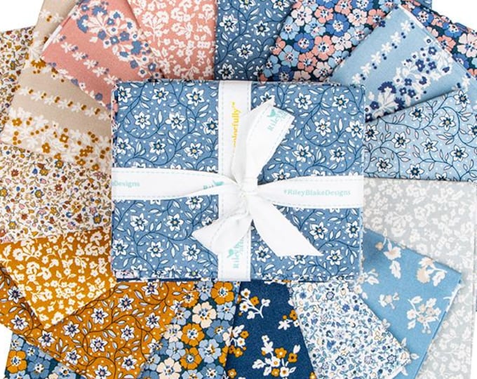 Liberty Denim Florals Precut Fat Quarter Bundle, Riley Blake Designs ...