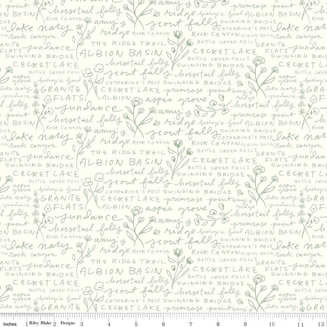 Text on Cream Fabric C14595-CREAM, Albion by Amy Smart for Riley Blake ...