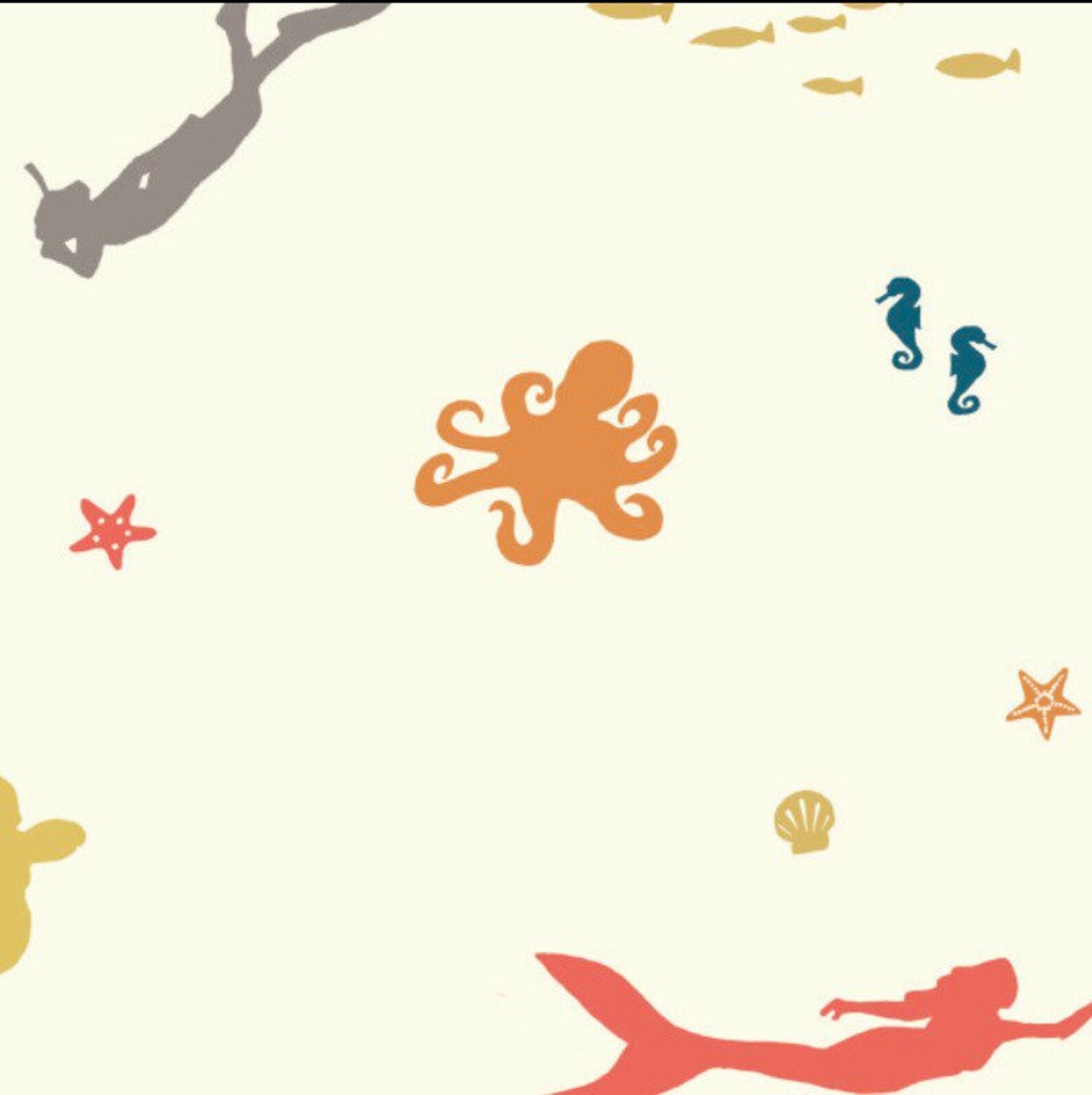 Underwater Sea Creatures Fabric, Beyond the Sea by Jay-cyn Designs for ...