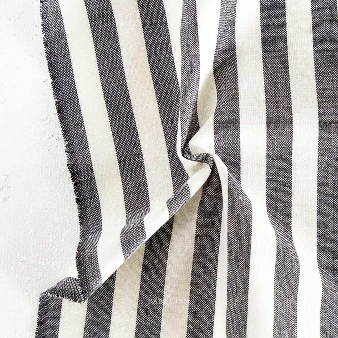 Charcoal and Cream Woven Stripe, Stripe in Licorice, Swedish Holiday by ...