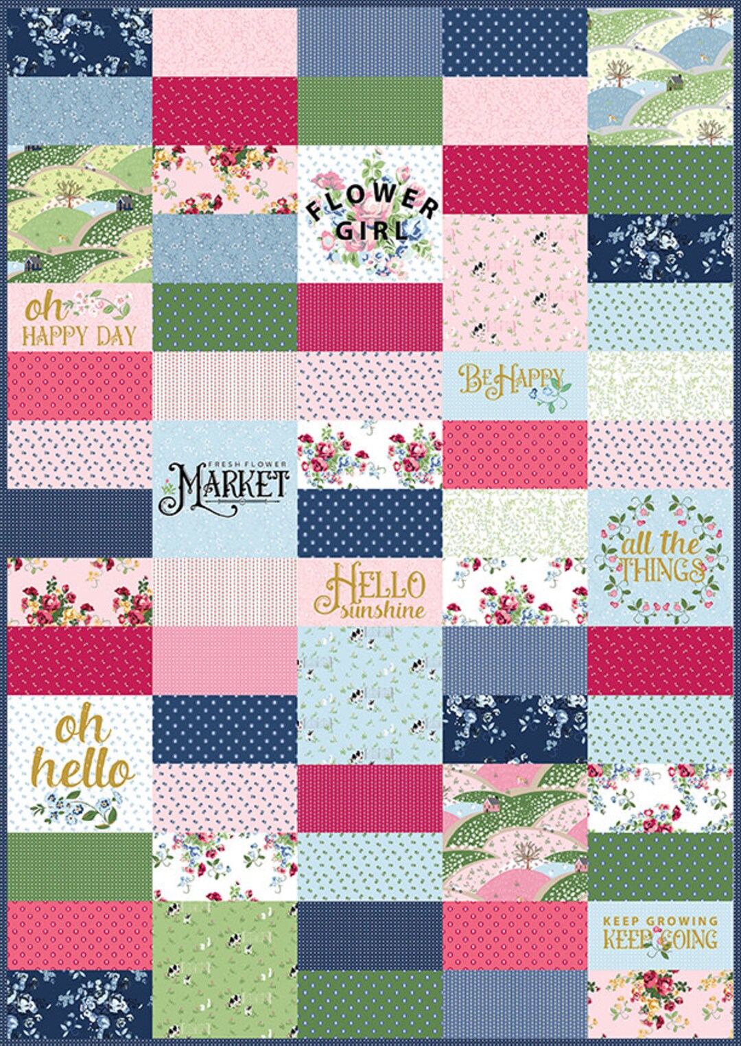 Tulip Cottage Gathered Precut Quilt Kit, Throw Quilt Kit, Mother's Day ...
