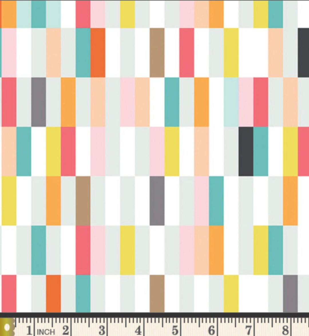 Multicolored Rectangles Fabric, Ice Cream Shop, Boardwalk Delight by ...
