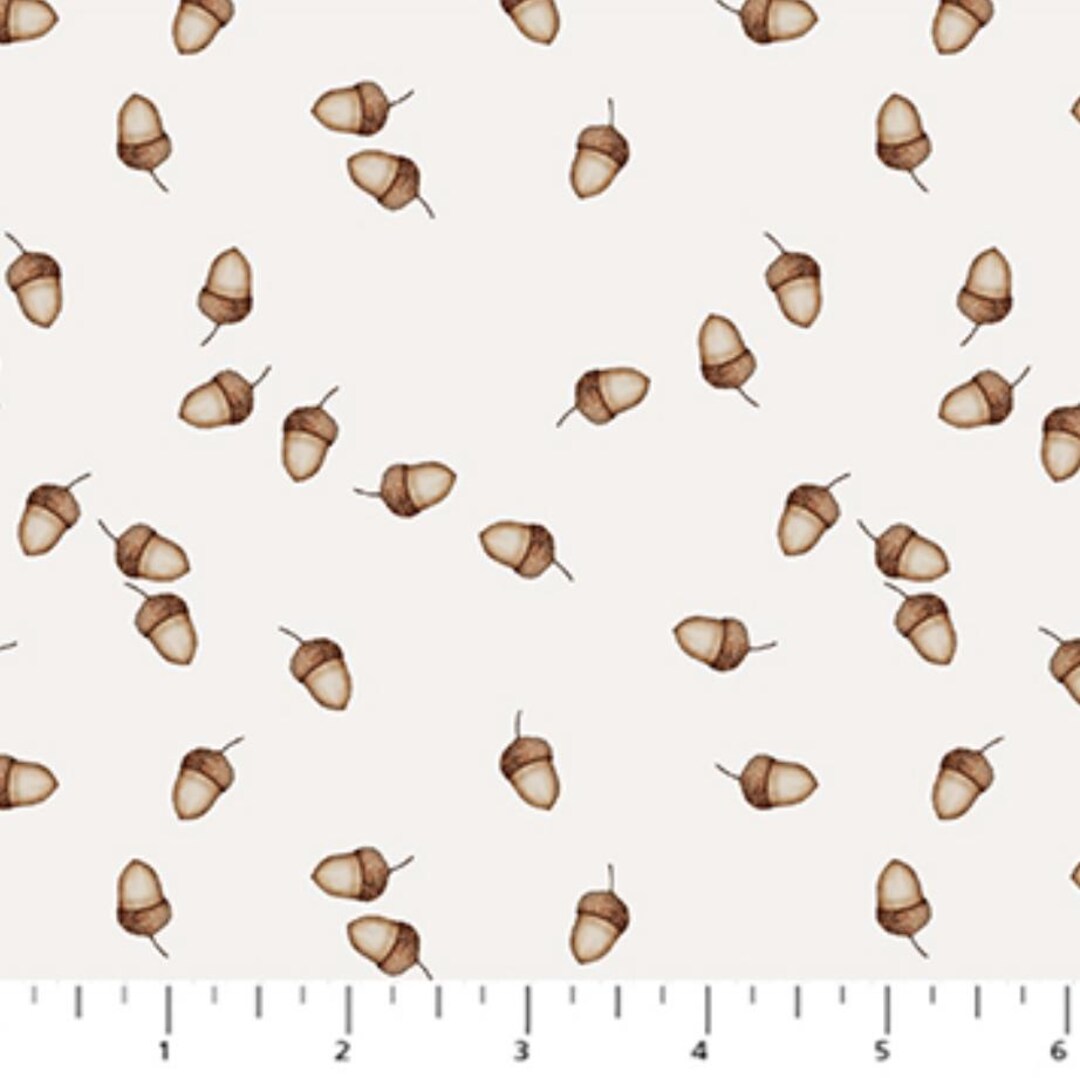 Acorns on Cream Cotton Fabric by Bernadett Urbanovics for Figo Fabrics ...