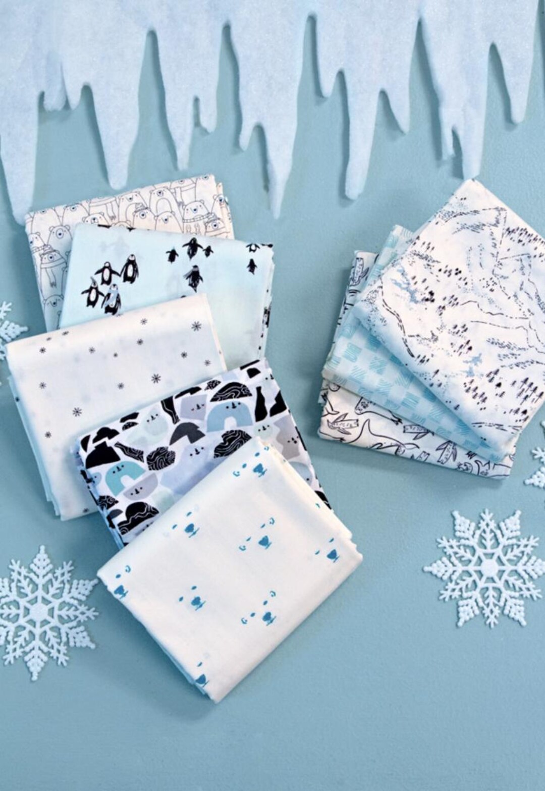 Arctic Animals Fat Quarter Bundle, Arctic Tale by Art Gallery Fabrics, Penguins Polar Bears and ...