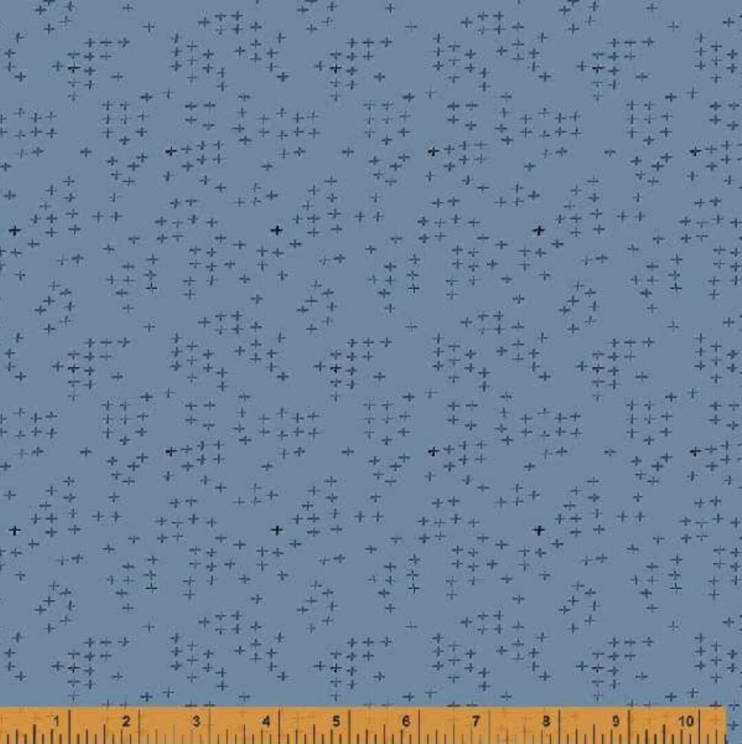 Chambray Stitch Fabric, Indigo Stitches 53294-6 by Whistler Studios for ...