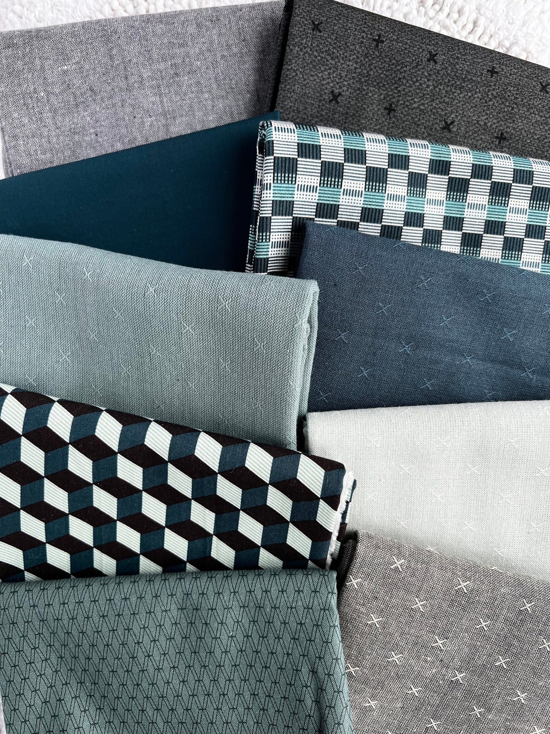 Blues and Grays Fabric Bundle, Masculine Fabric Bundle, Fableism, Art ...