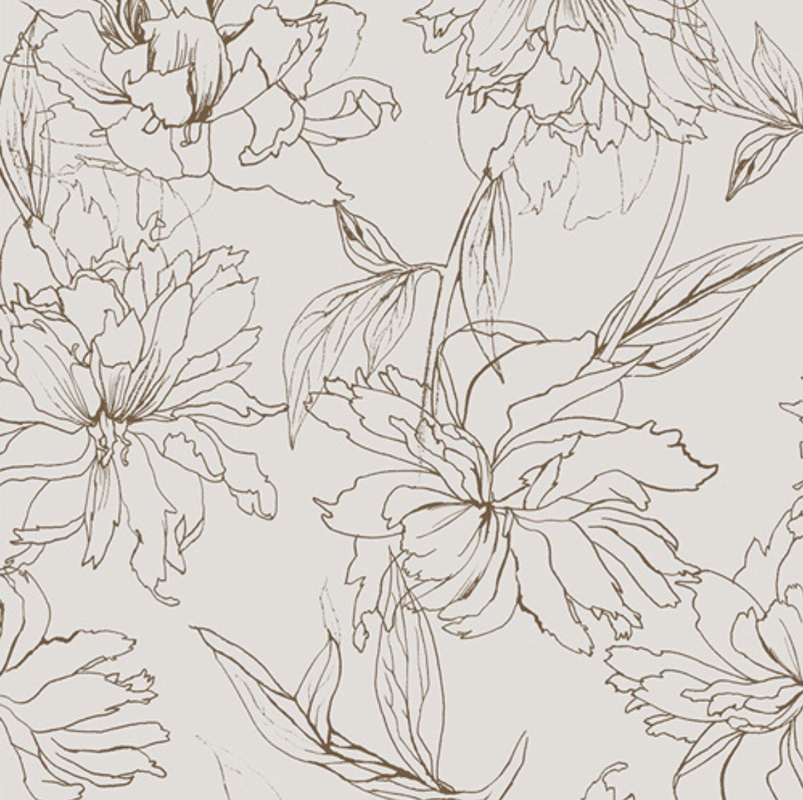 Botanical Line Drawing Fabric, Fair Peonies Traced, Katarina Roccella ...
