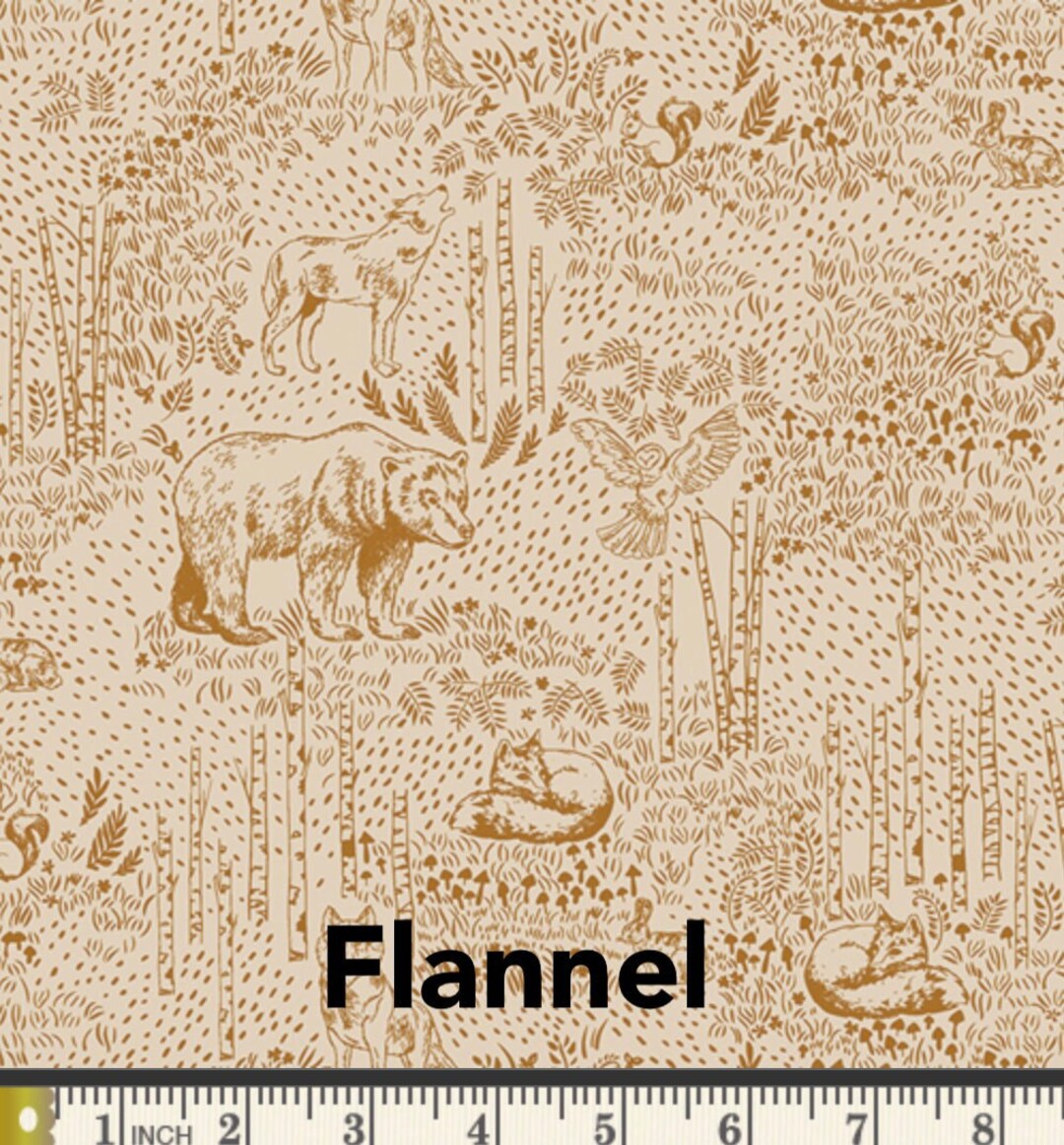 Forest Animals Flannel, Awaken Forest in Acorn by Maureen Cracknell for ...
