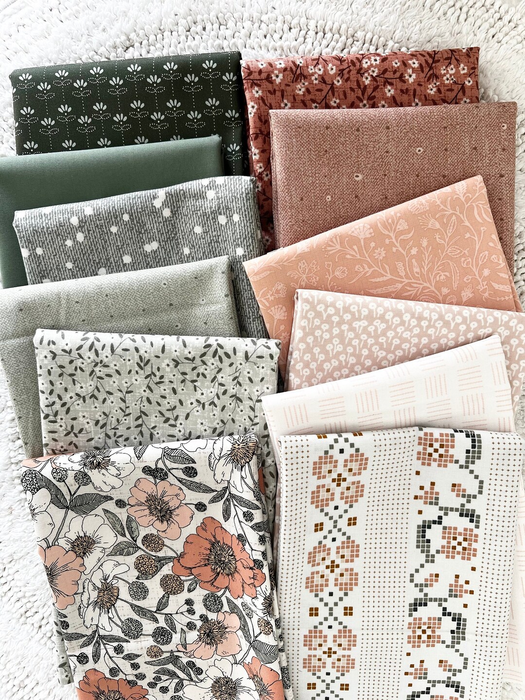 Cottage Curated Fabric Bundle, Country Garden Inspired, Blush Peach ...