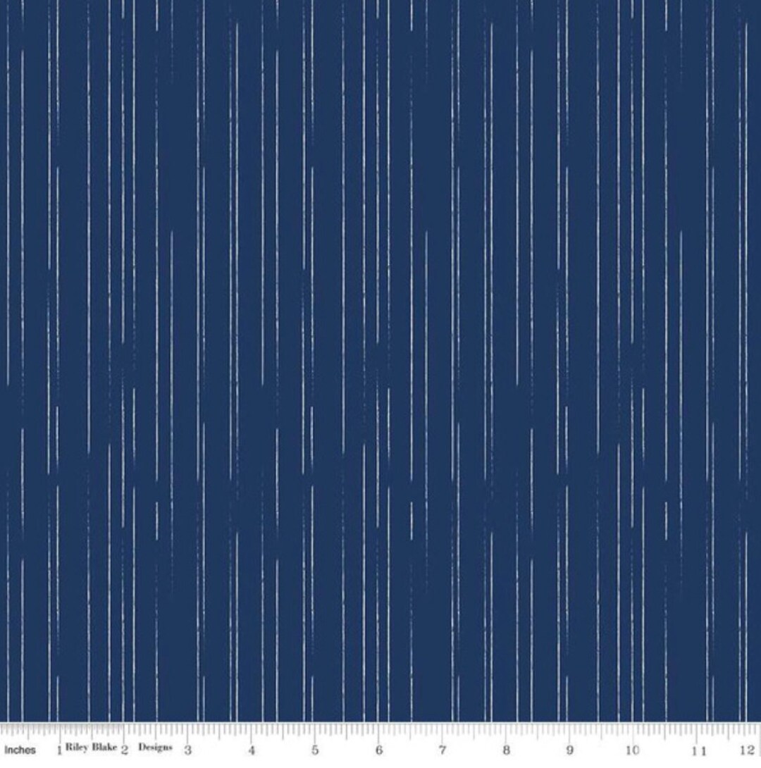 Navy Blue Stripe Texture Fabric, South Hill Navy Stripe by Fran Gulick ...