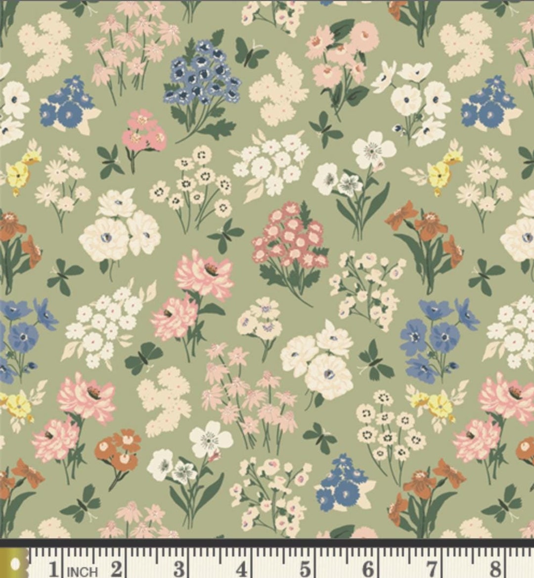 Floral Bouquets on Sage, Bountiful Garden Day, A Year in Petals by ...