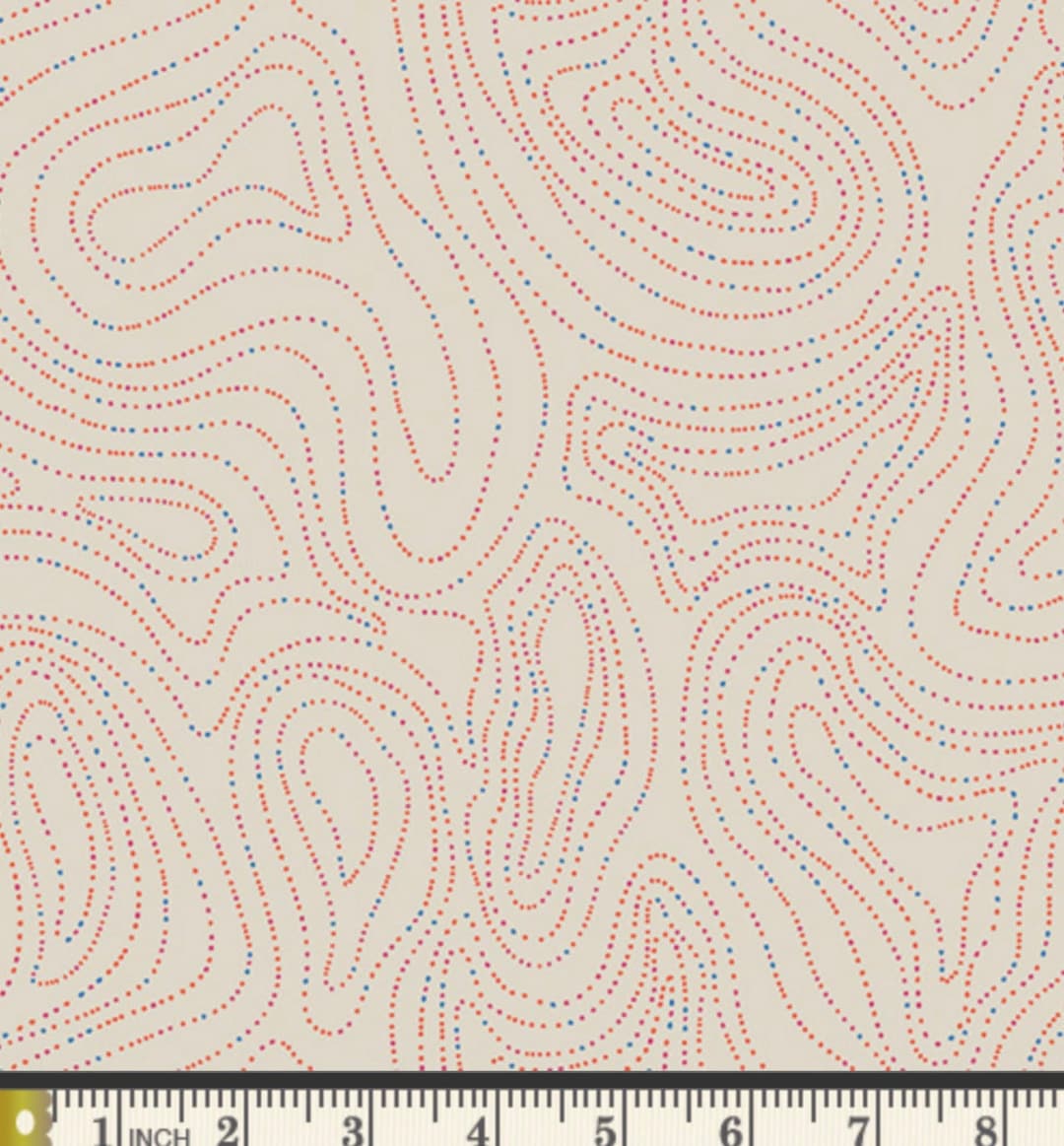 Topographic Lines Fabric, Waves of Echo, Art District Fusion by AGF ...