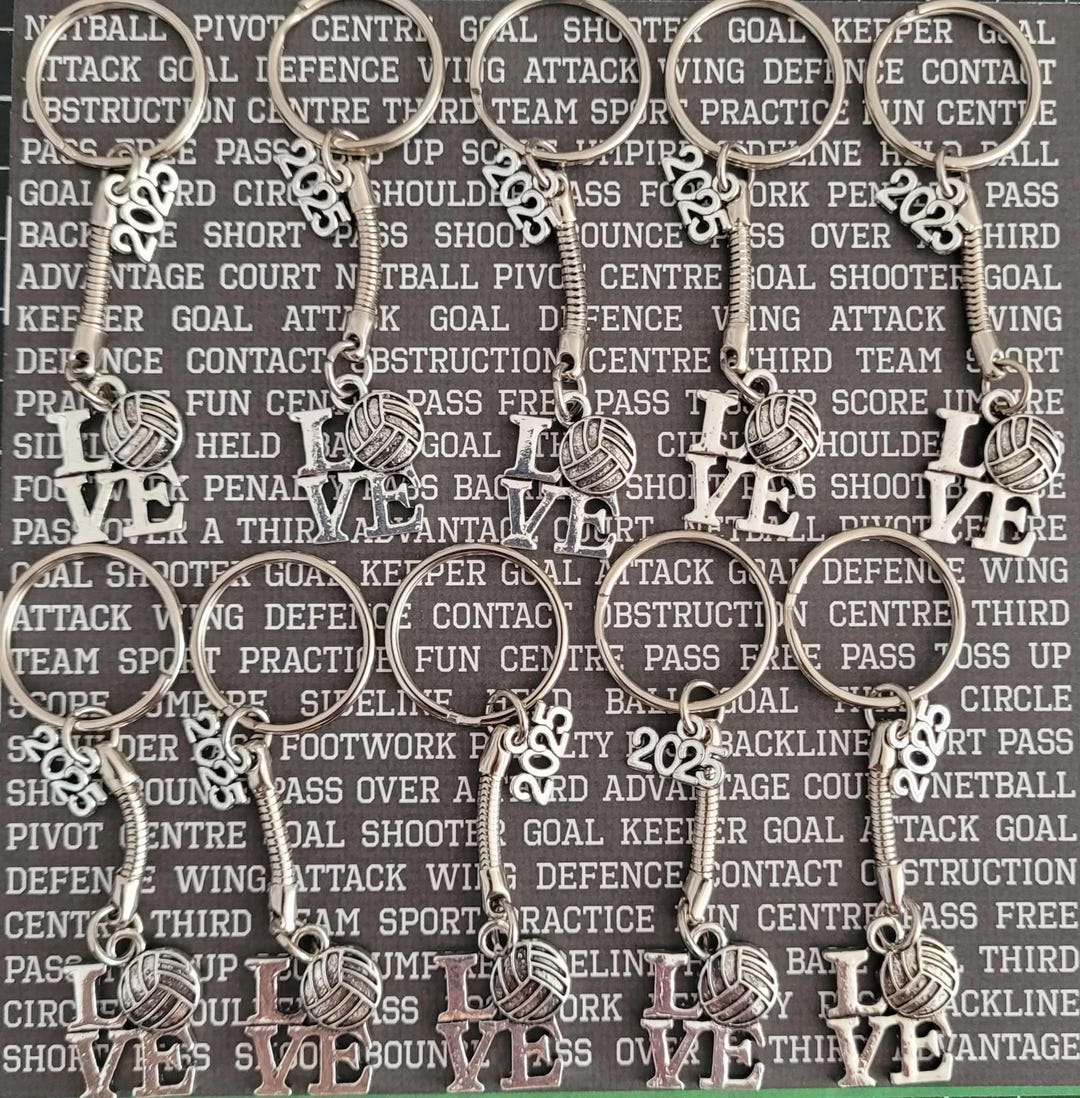 Netball 10 X 2025 Love Netball Silver Key Ring / Bag Tag Gift for ...