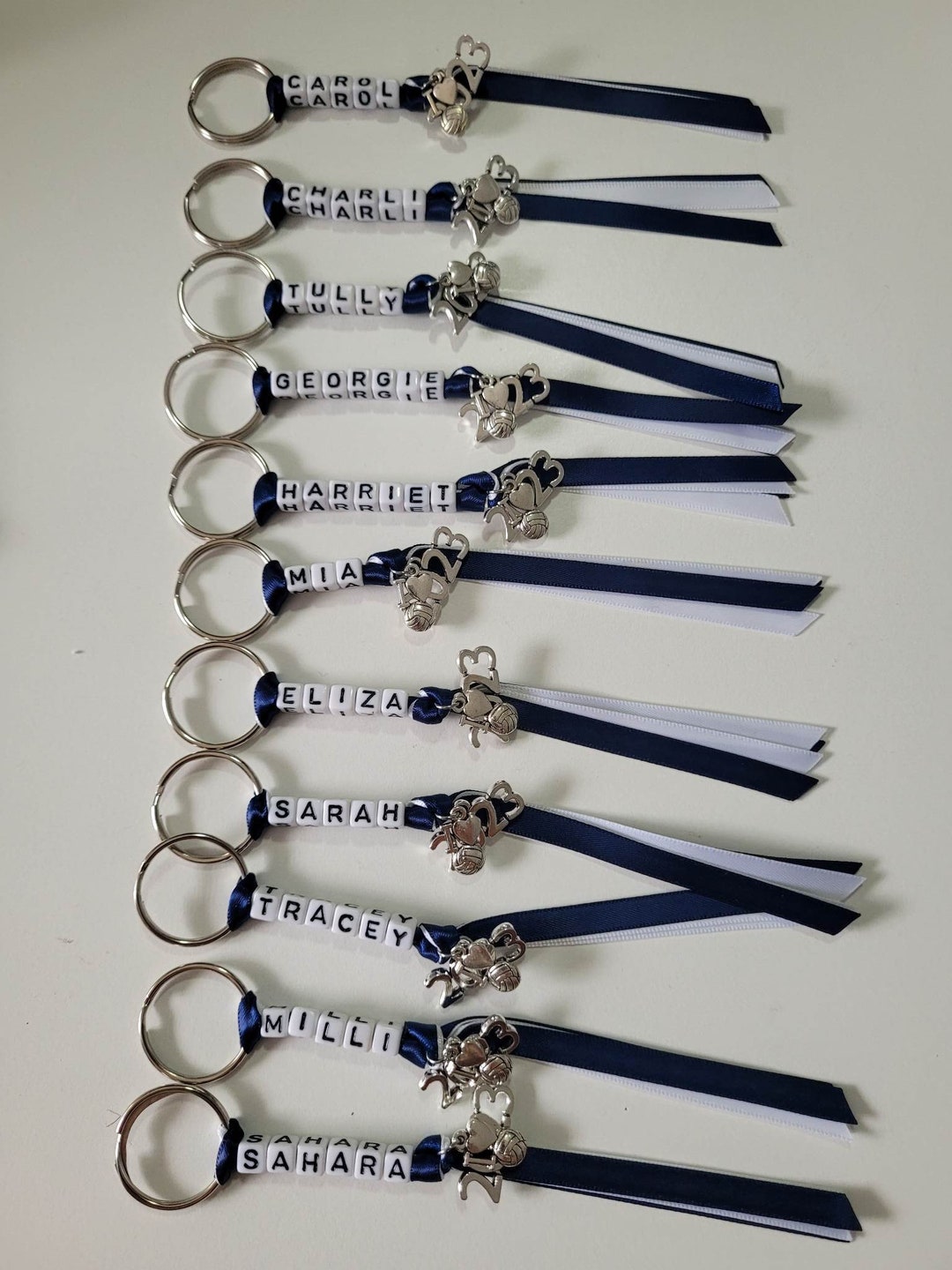 Netball 2025 Keyrings Bag Tags X 11 Personalised Black & White Beads - Etsy