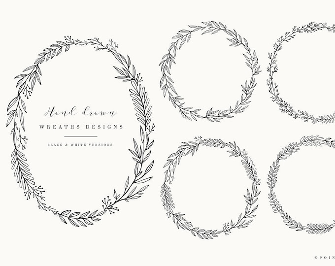 Hand Drawn Wreaths Clip Art Chalkboard Laurel Clipart - Etsy