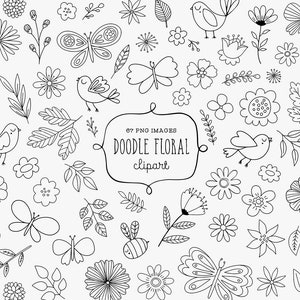 Hand Drawn Floral Elements Doodle Leaves Clipart, Floral Doodle ...