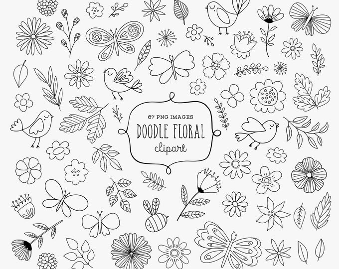 Hand Drawn Flowers Clipart Clip Art 2, Doodle Mandala Clip Art Clipart ...