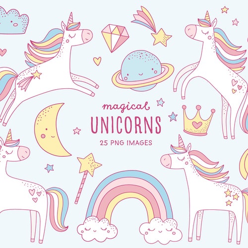Unicorn Girl Clipart Kawaii Baby Unicorn Clip Art Cute - Etsy