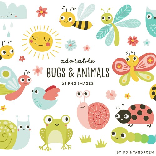 Cute Bugs Clipart Insect Clip Art Garden Bugs Clipart - Etsy