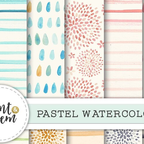 Digital Paper Pack Pastel Watercolor Textured Hand Painted - Etsy