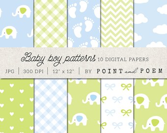 Baby Boy Digital Paper Its a boy patterns baby shower blue | Etsy