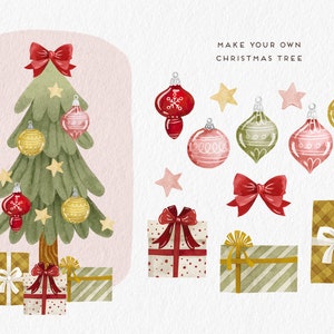 Cute Christmas Watercolor Clipart, Classic Christmas, Digital Planner ...