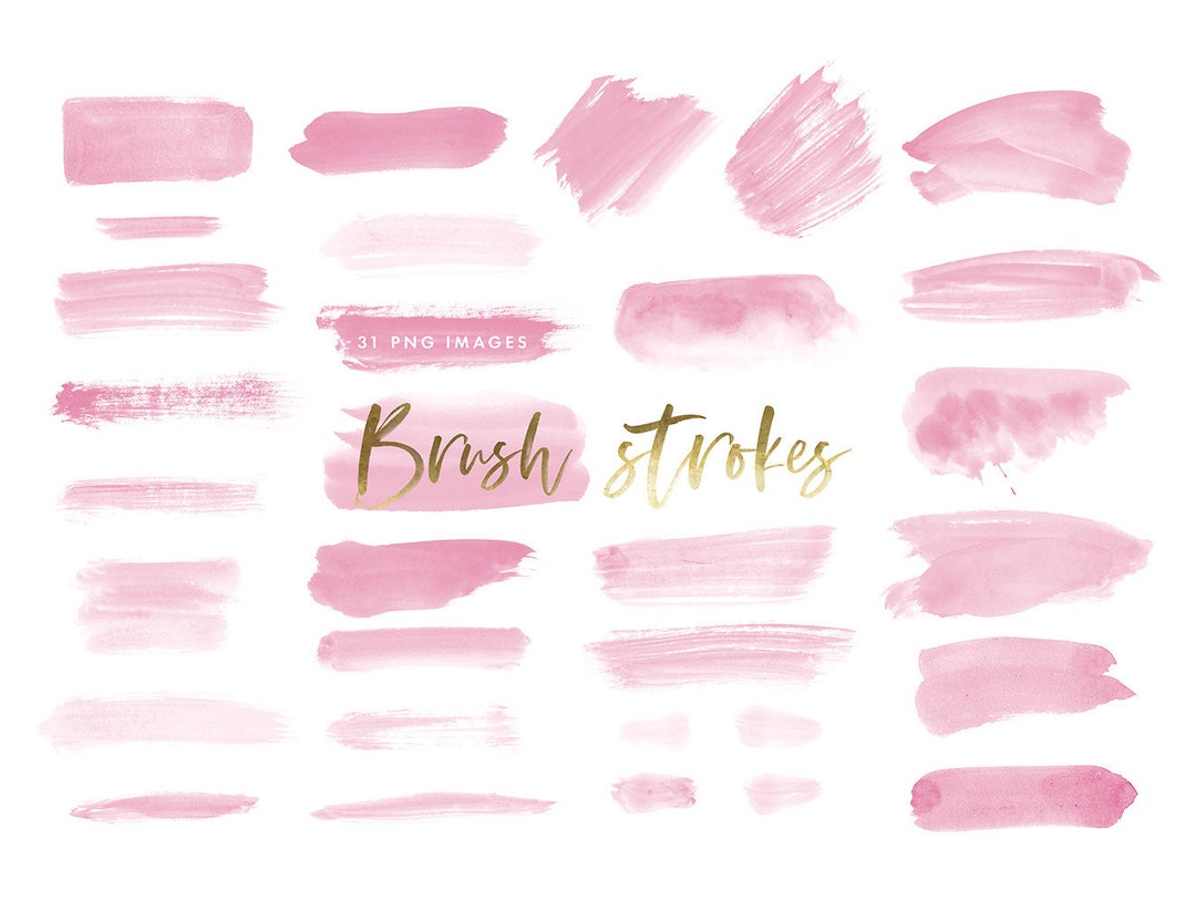 Watercolor Brush Strokes Splashes Clipart Pink, Blush, Rose, Blots ...