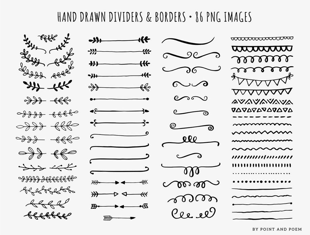 Hand Drawn Clip Art Commercial Use, Clipart Dividers, Borders, Laurels ...