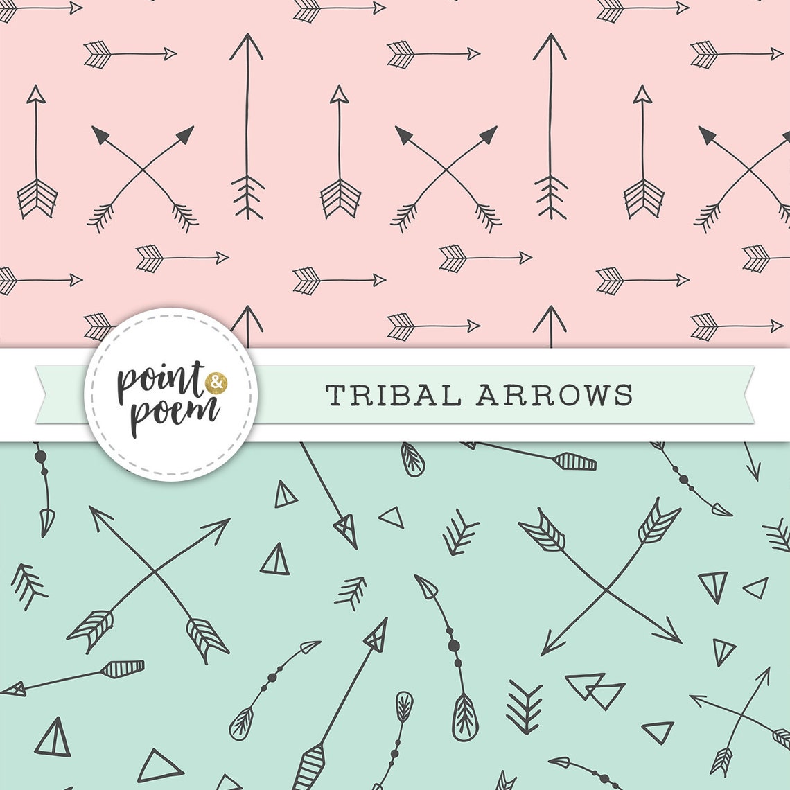 Tribal Arrows Digital Paper Hand Drawn Doodle Arrows Pink | Etsy