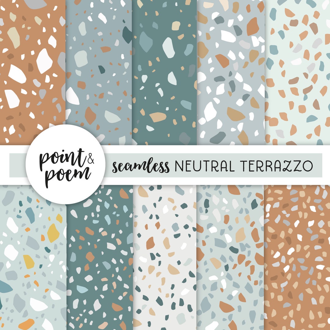 Terrazzo Seamless Digital Papers, Sage Green Rock Marble Digital Paper ...