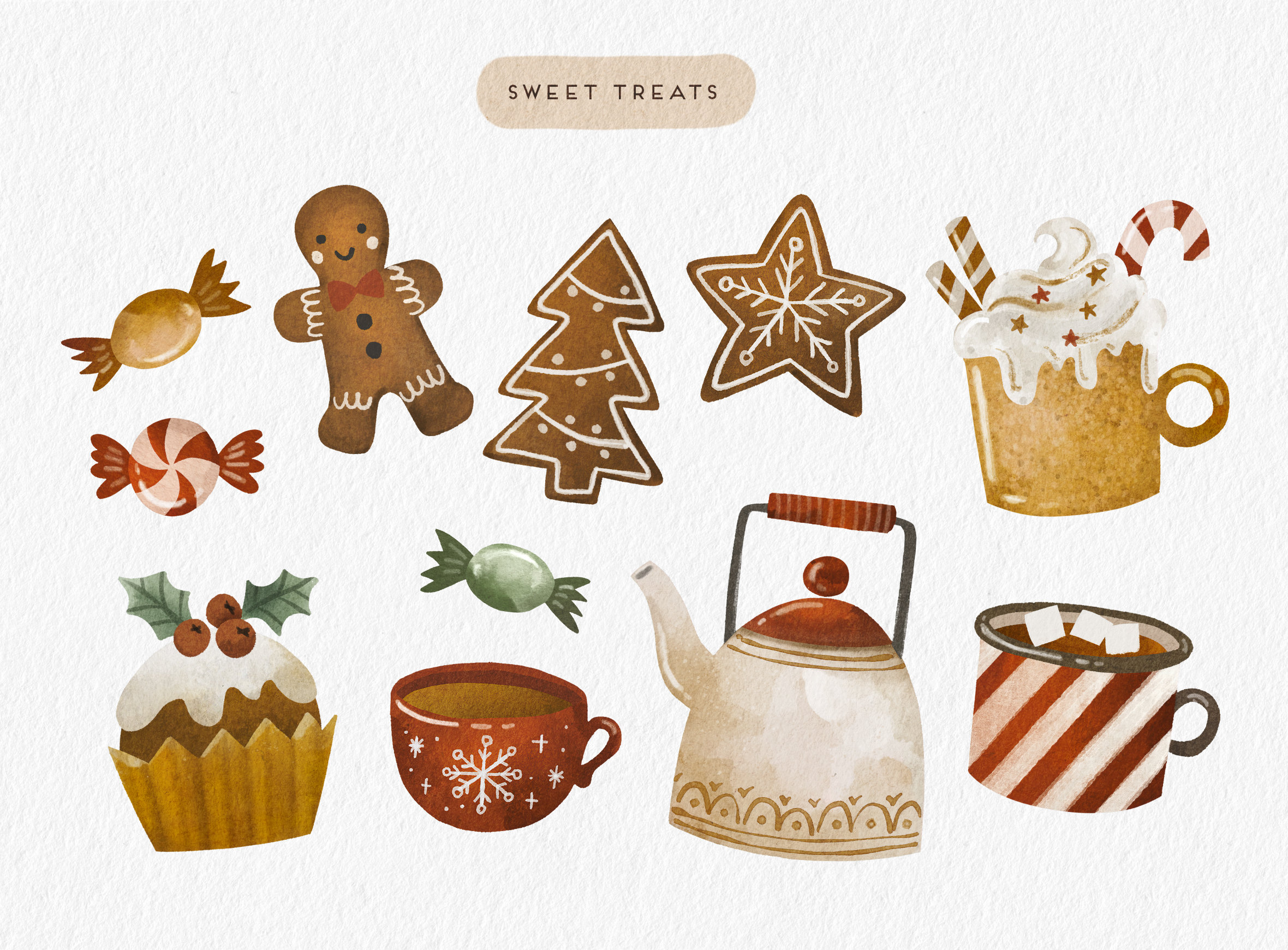 Cute Christmas Watercolor Clipart Cozy Winter Watercolor - Etsy