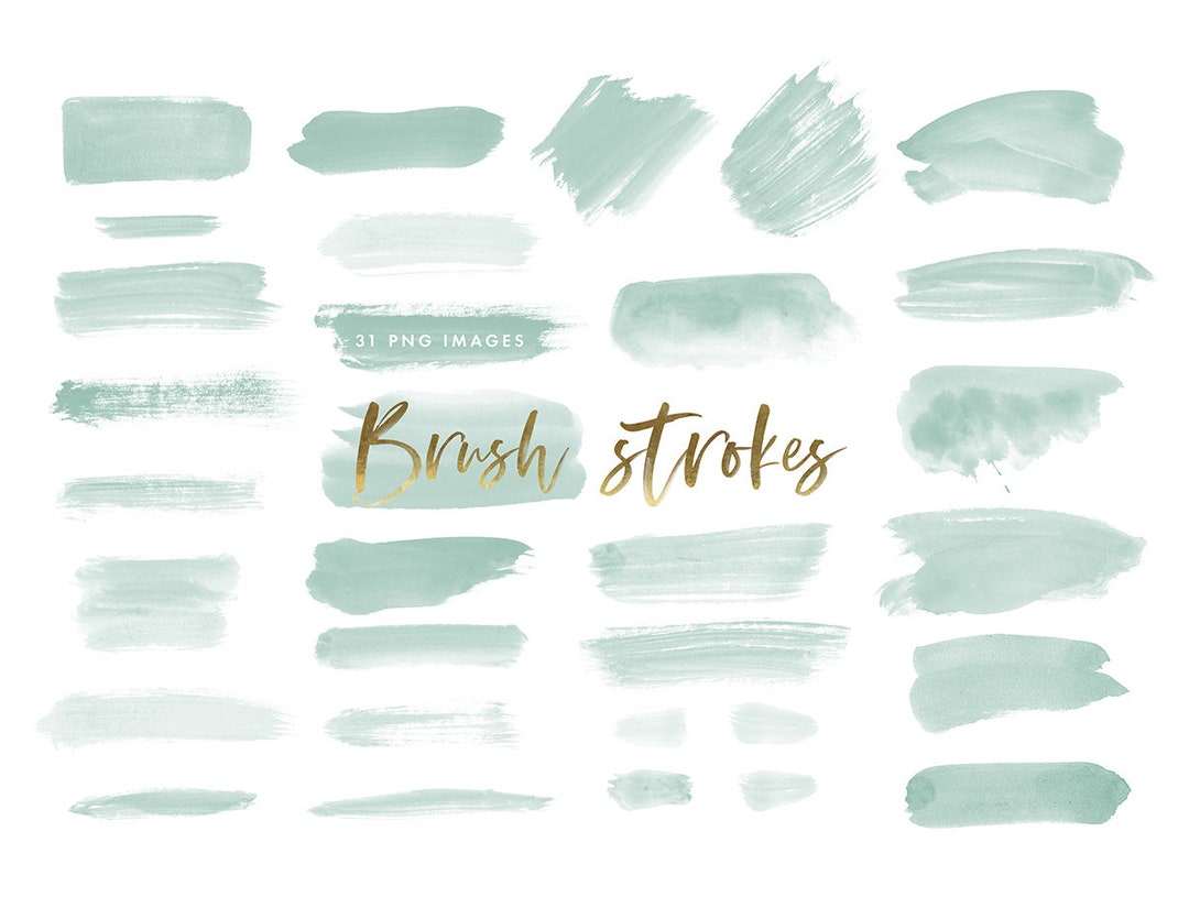 Watercolor Brush Strokes Splashes Clipart Mint, Green, Blue, Teal ...