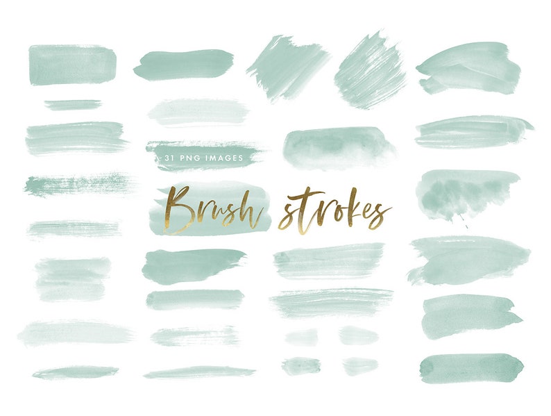 Watercolor Brush Strokes Splashes Clipart Mint, Green, Blue, Teal ...