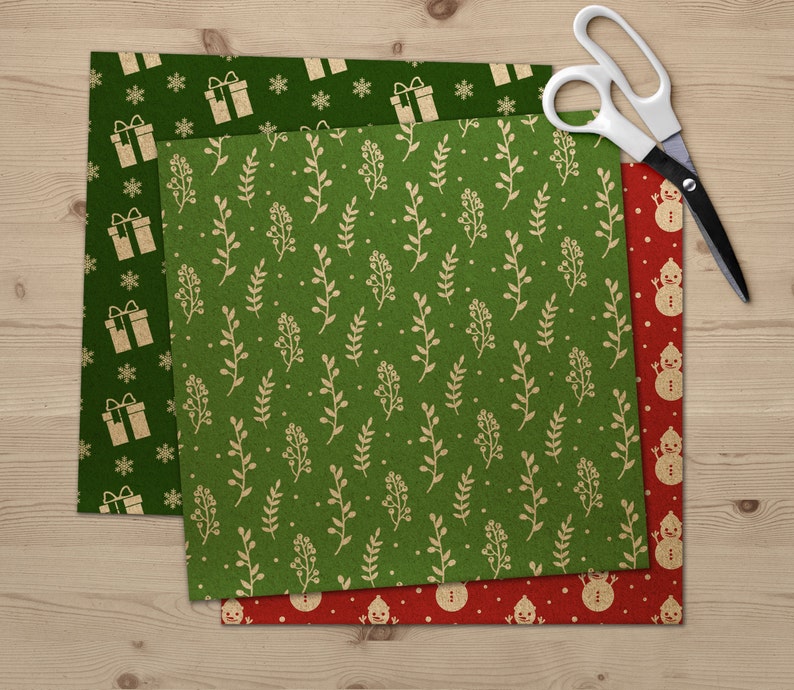 Christmas Digital Paper Kraft Christmas Shabby Vintage - Etsy