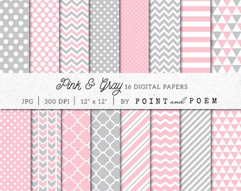 Pink Gray Chevron | Etsy