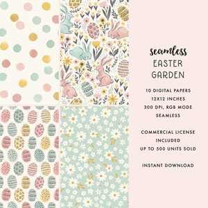 Easter Digital Papers, Spring Digital Papers, Doodle Rabbits and ...