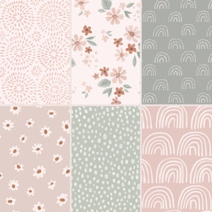 Floral Digital Papers, Spring Digital Papers, Boho Patterns, Pink Cream ...