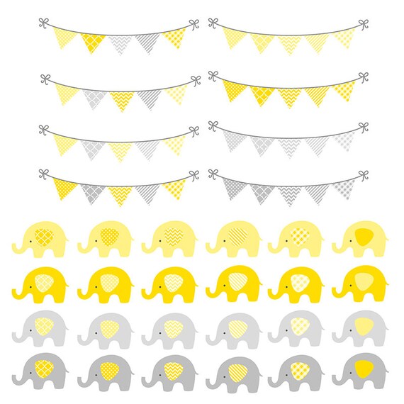 Baby Shower Elephant Clipart Yellow