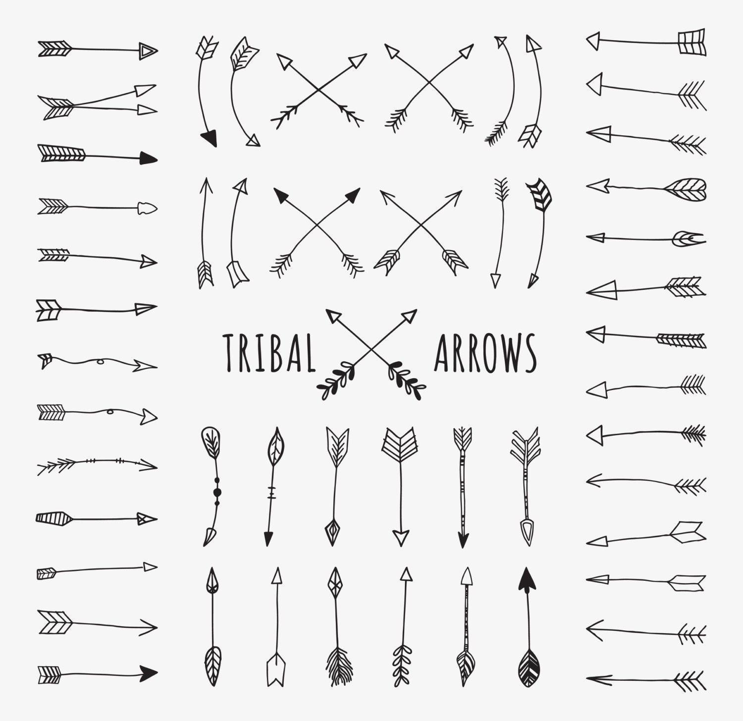 Tribal Arrows Clipart Commercial Use Clip Art Doodle Arrows - Etsy Finland
