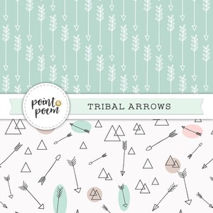 Tribal Arrows Digital Paper - Hand Drawn Doodle Arrows - Pink Coral ...