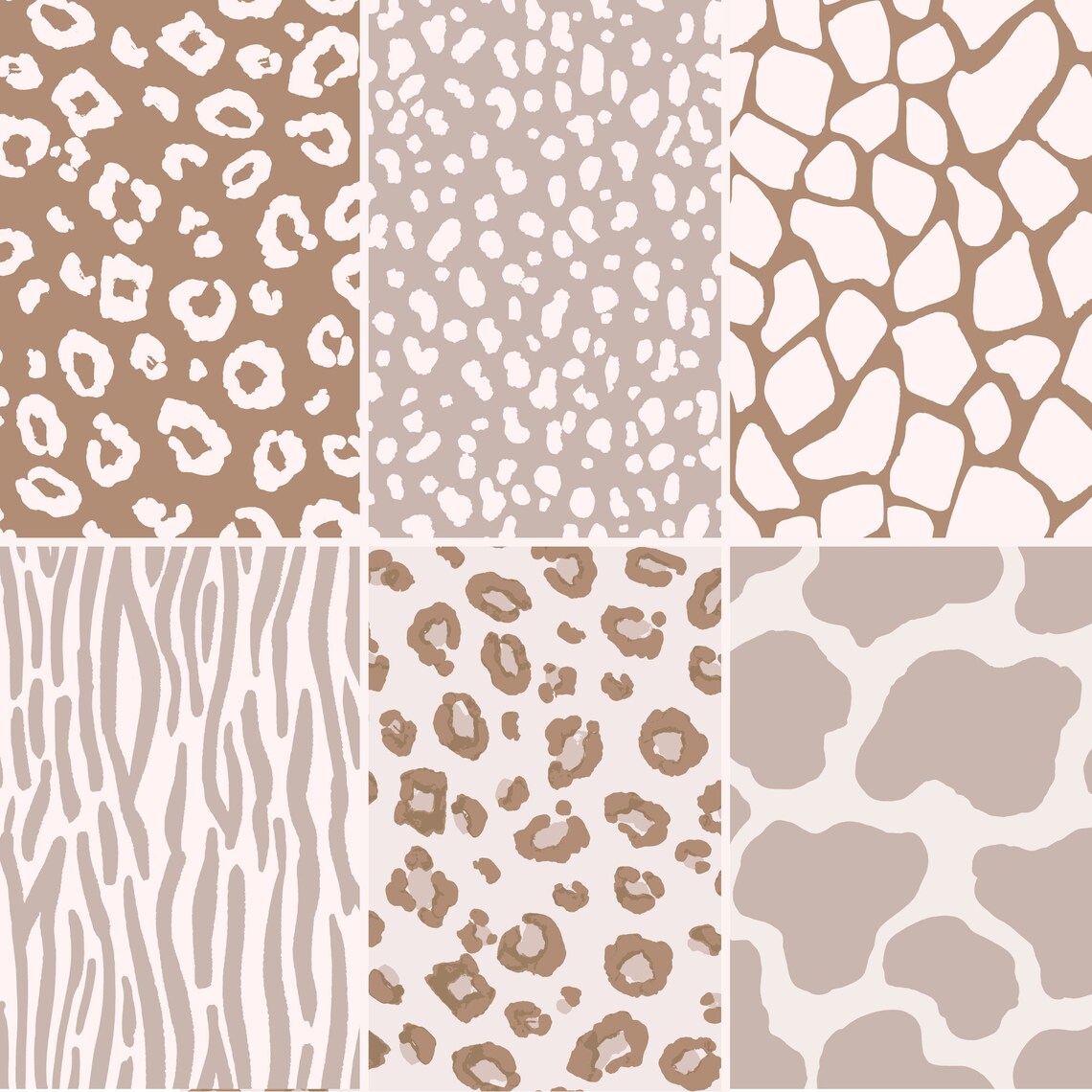 Neutral Safari Doodle Animal Prints Seamless Digital Papers - Etsy
