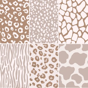 Neutral Safari Doodle Animal Prints Seamless Digital Papers, Leopard ...