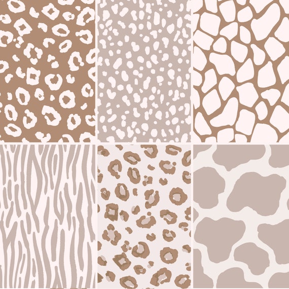 Commercial Use Leopard Cheetah Zebra Digital Paper Pack Neutral Safari ...