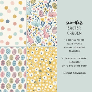 Easter Digital Papers, Spring Digital Papers, Doodle Rabbits and ...