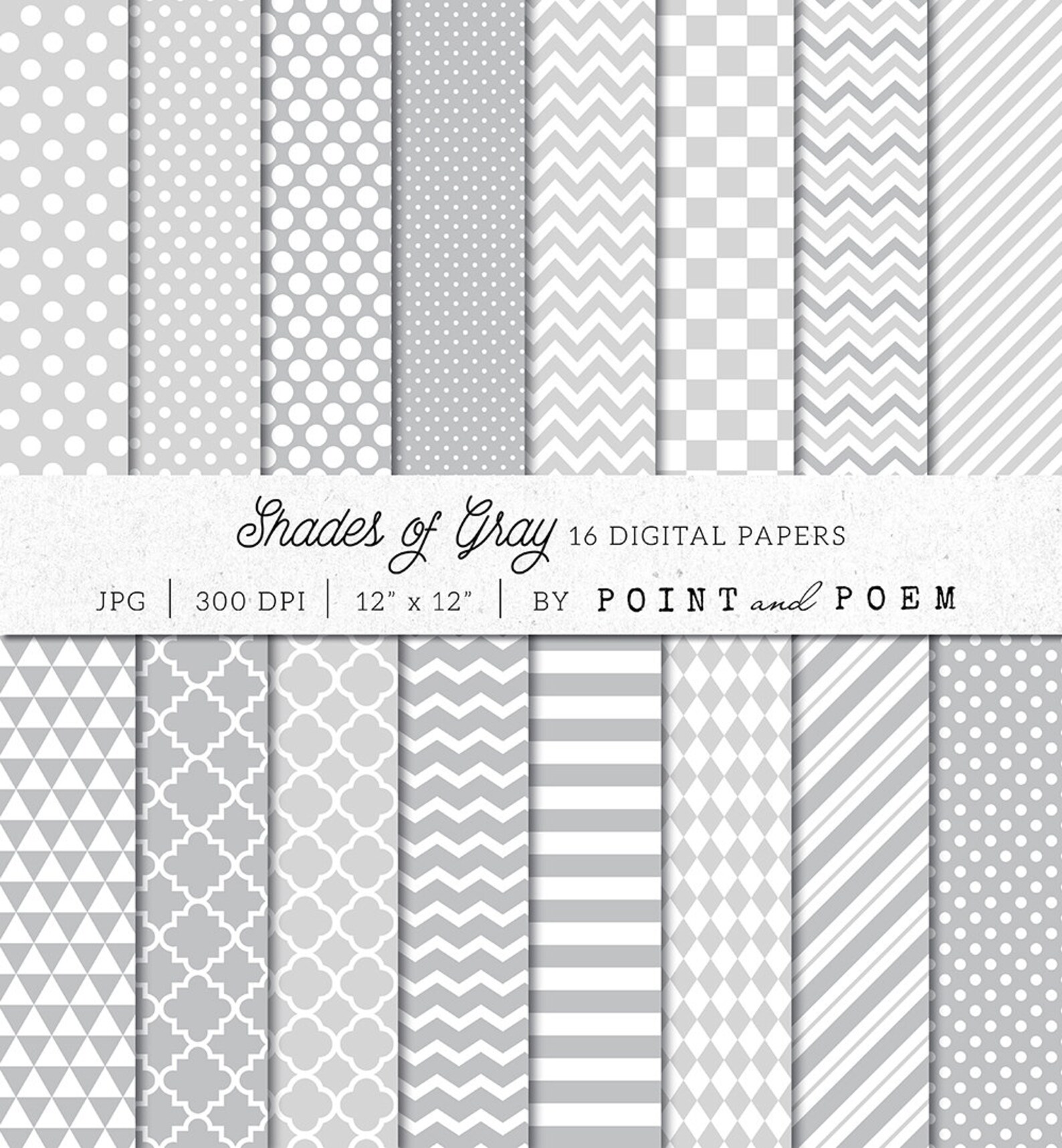 Gray Digital Paper Pack Shades of Gray Scrapbook Paper Pack | Etsy