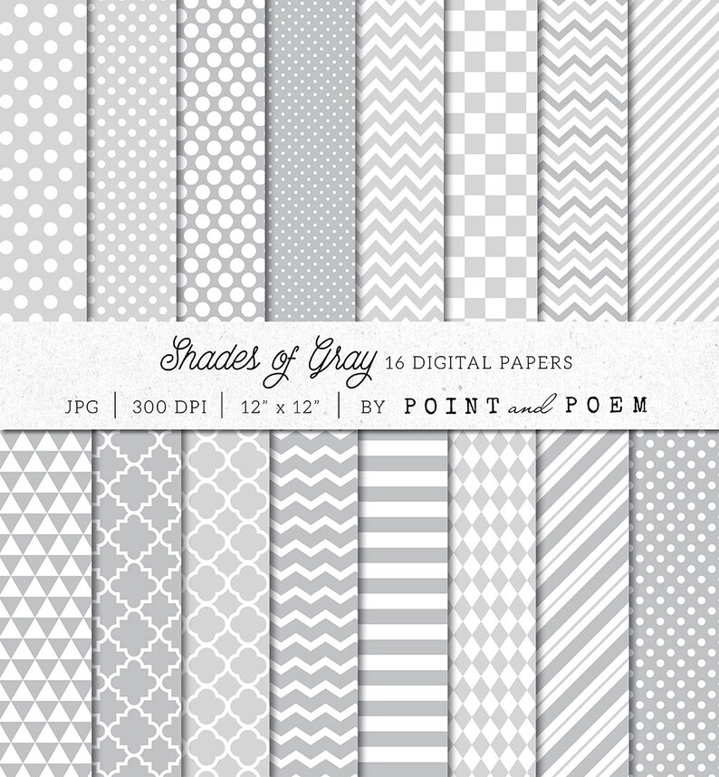 Gray Digital Paper Pack Shades of Gray Scrapbook Paper Pack - Etsy