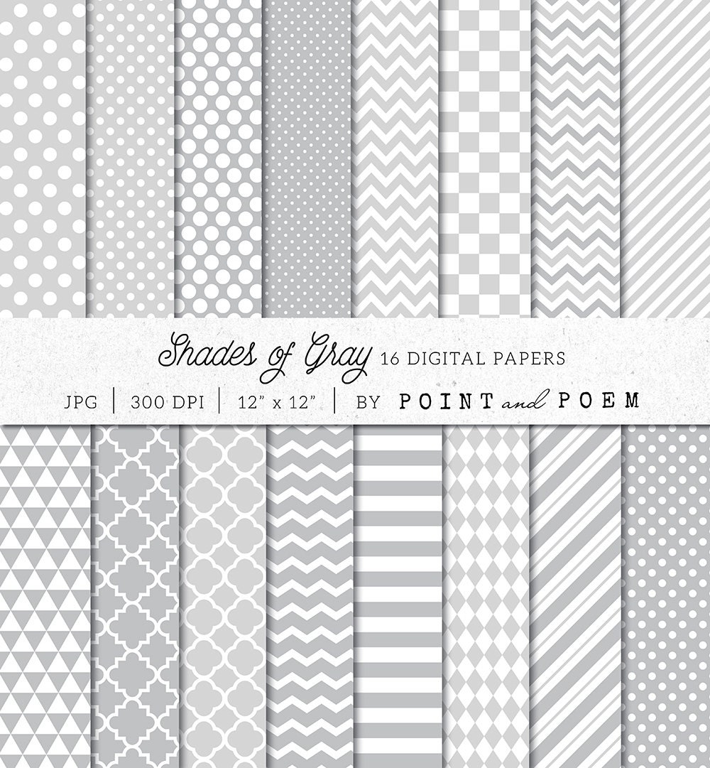 Gray Digital Paper Pack Shades of Gray Scrapbook Paper Pack | Etsy