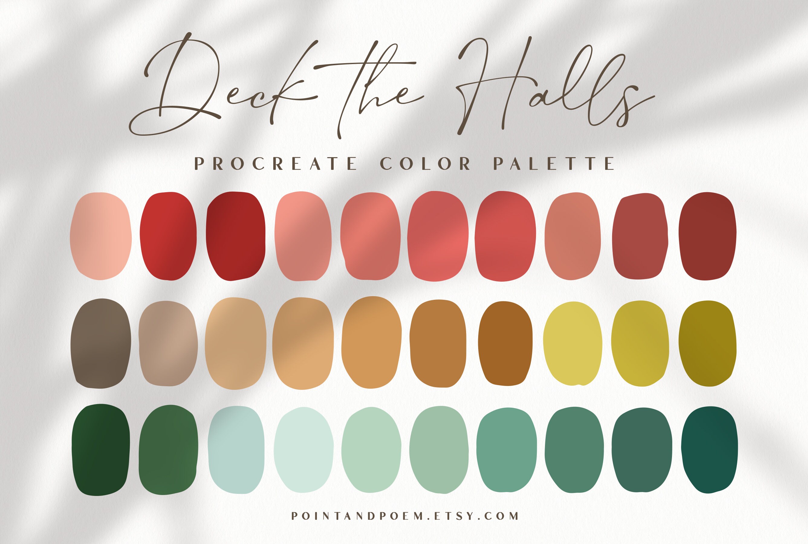 Procreate Color Palette Color swatches Deck the Halls | Etsy