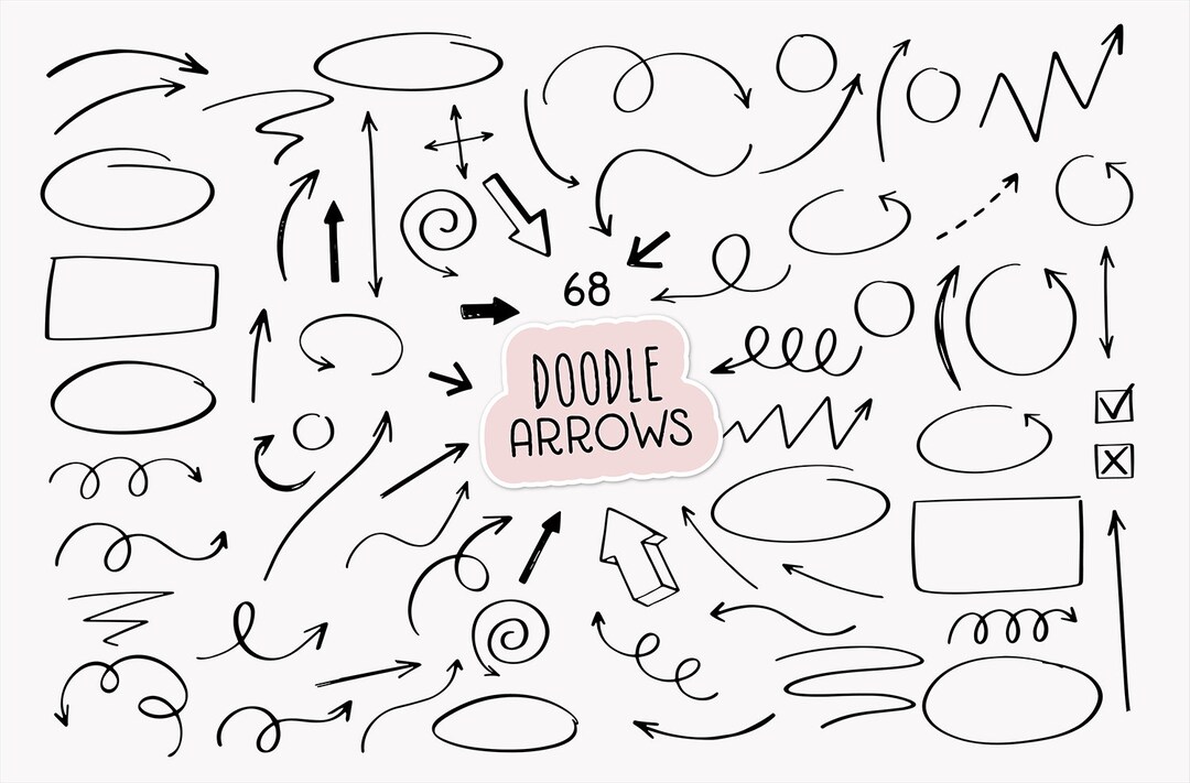 Arrows Clipart, Hand Drawn Doodle Arrows and Elements Clip Art ...